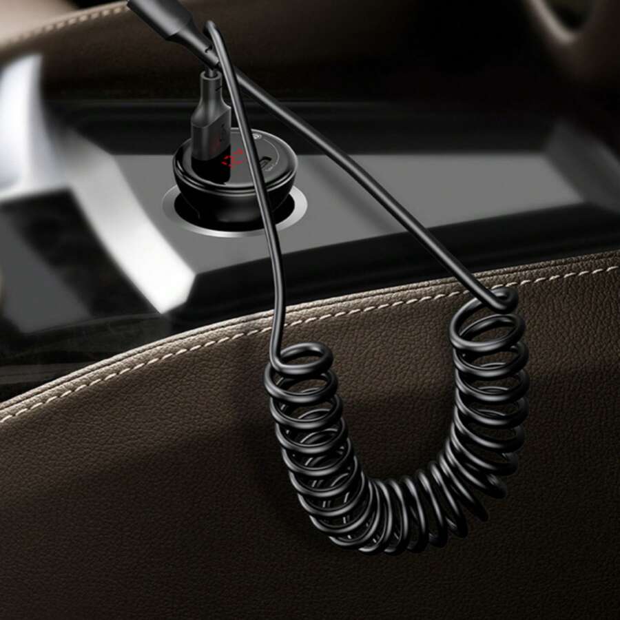 1pc Retractable Spring Data Cable For Super Fast Charging In-Car Use ...