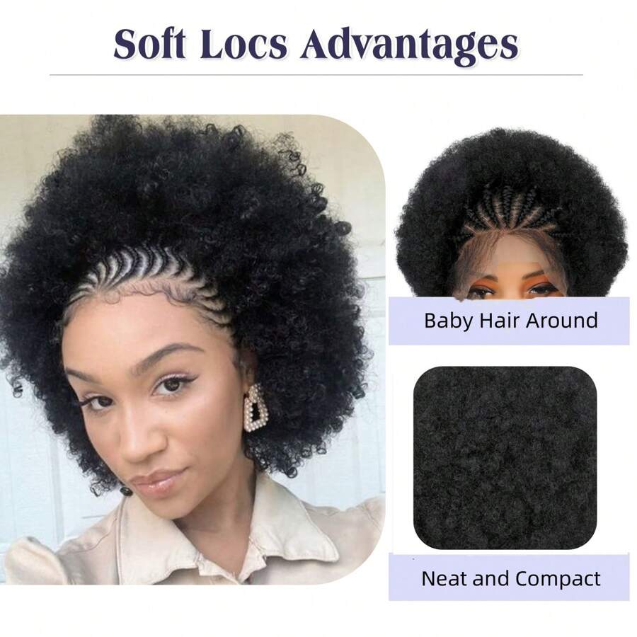 Cornrow With Afro Puff Wig 13x4 Inch HD Lace Front Wig With Baby Hair ...