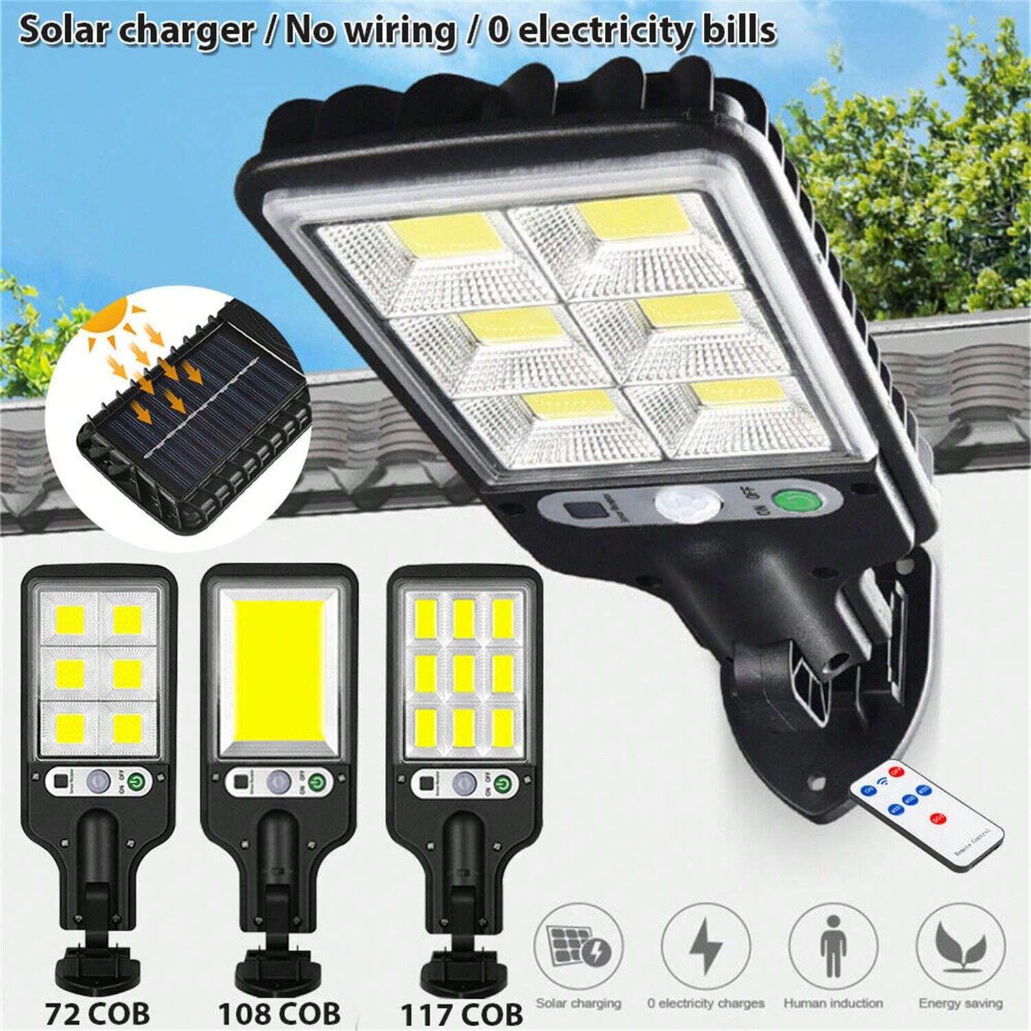 Lâmpada De Parede Solar Led Para Área Externa Do Pátio, 3 Modos De ...