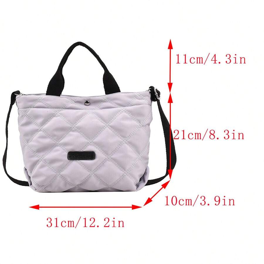 Stylish Solid Color Tote Bag With Stitches For Shopping, Leisure And ...