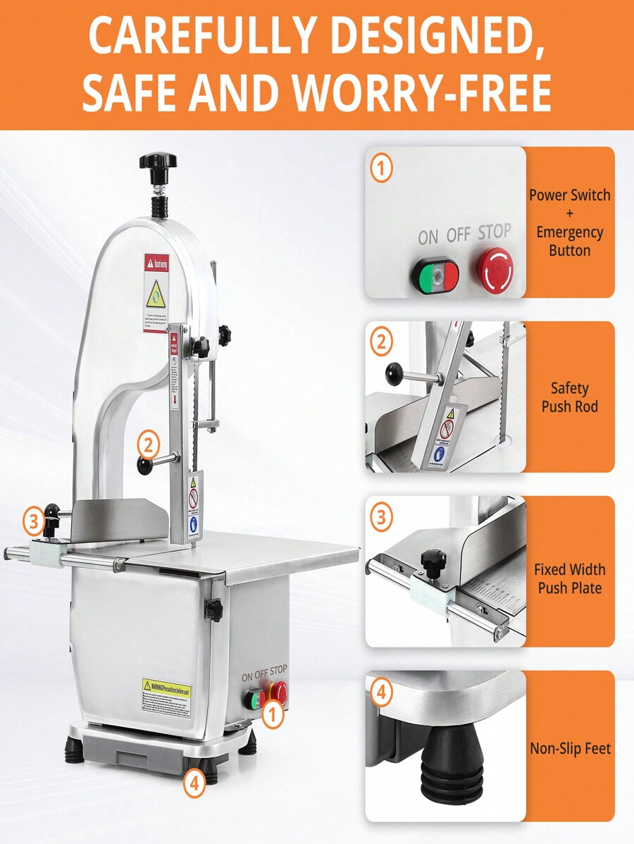 Bone Saw Machine, 750W Meat Saw For Butchering, 0.39~6.7 Inches Cutting ...