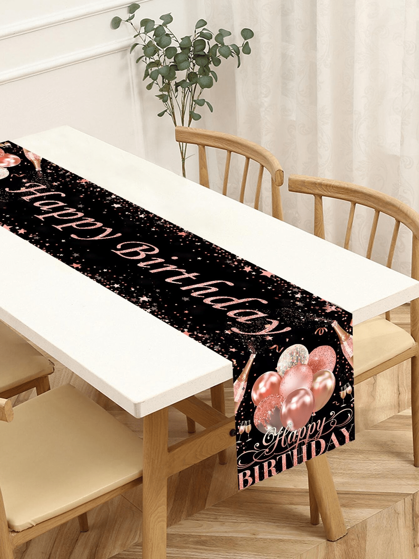 1PC 35 * 180 Cm Rose Gold Balloon Happy Birthday Table Runner, Birthday ...