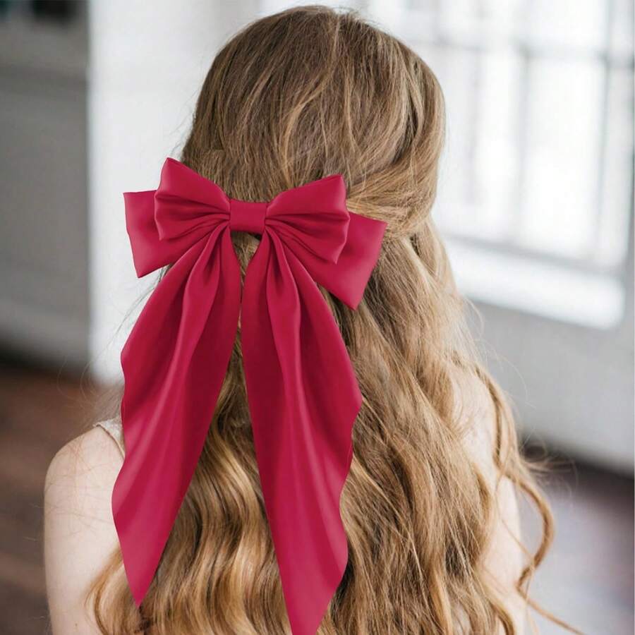3Pcs Girls Big Hair Bows Clips, Silky Satin Large Hair Ribbons ...