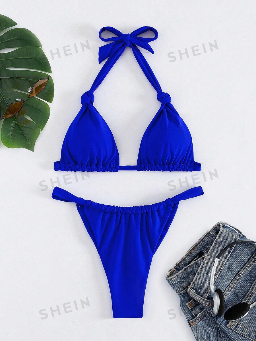 Women Three Piece Separated Hanging Neck Swimsuit Active Tied And Sexy