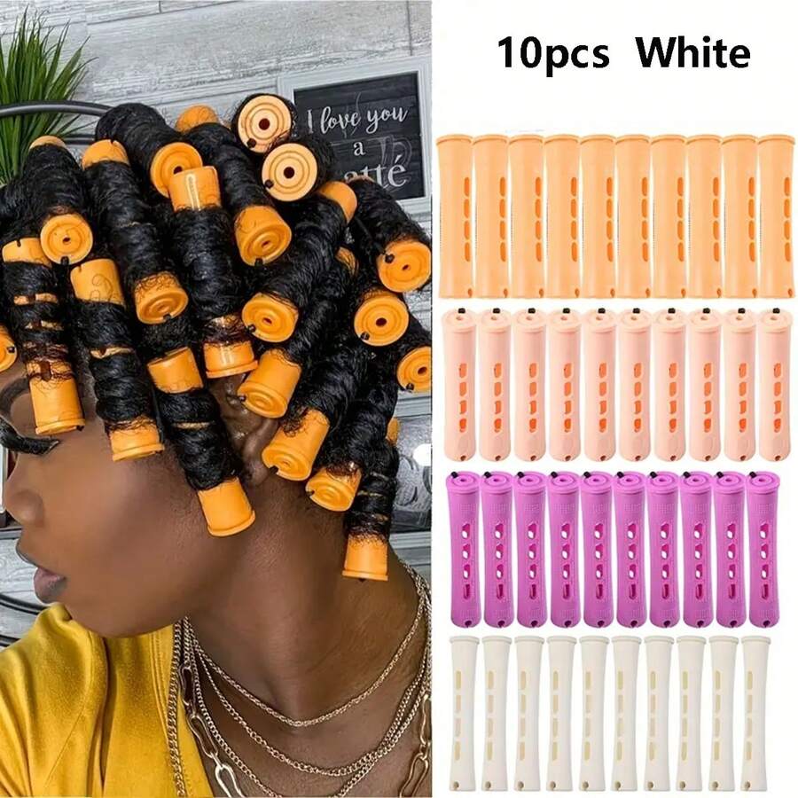 10pcs ( White )Long Perm Rods DIY Hair Perm Rods Cold Wave Rods Hair ...