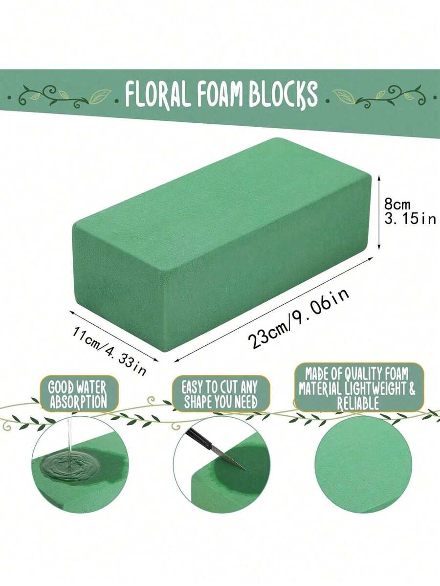 1pc Flower Foam Block, Fresh & Artificial Flower Foam Brick, Green Wet ...