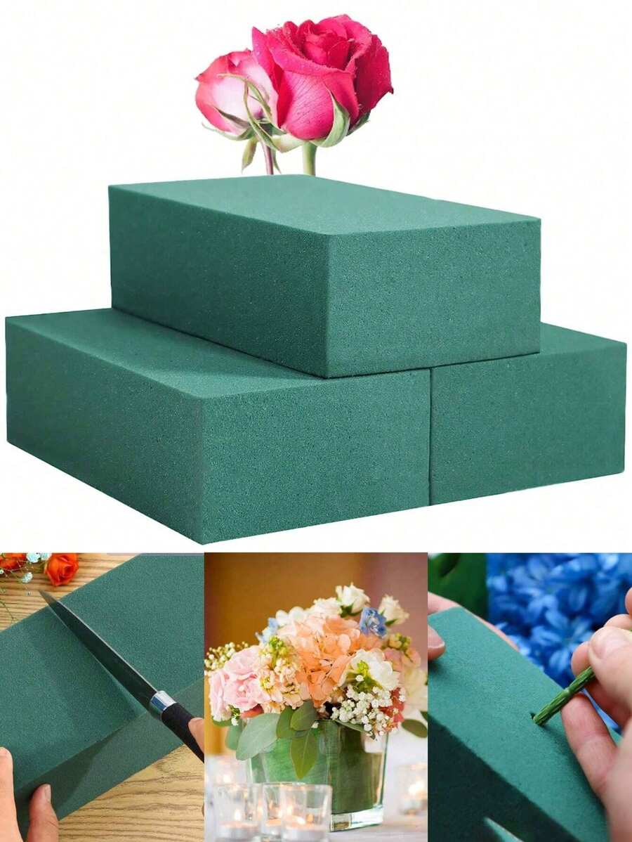 1pc Flower Foam Block, Fresh & Artificial Flower Foam Brick, Green Wet ...