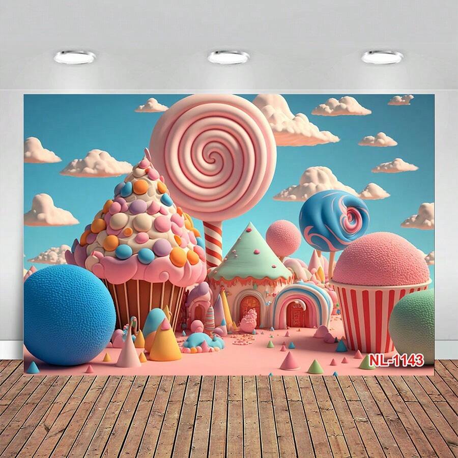 Candy Store Ice Cream Lollipop Portrait Backdrops Cake Smash Decoration ...