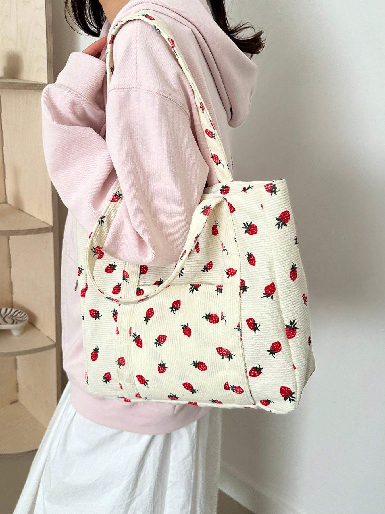 1 sacola de ombro de abertura com zíper de Tecido Impresso de Moda ...