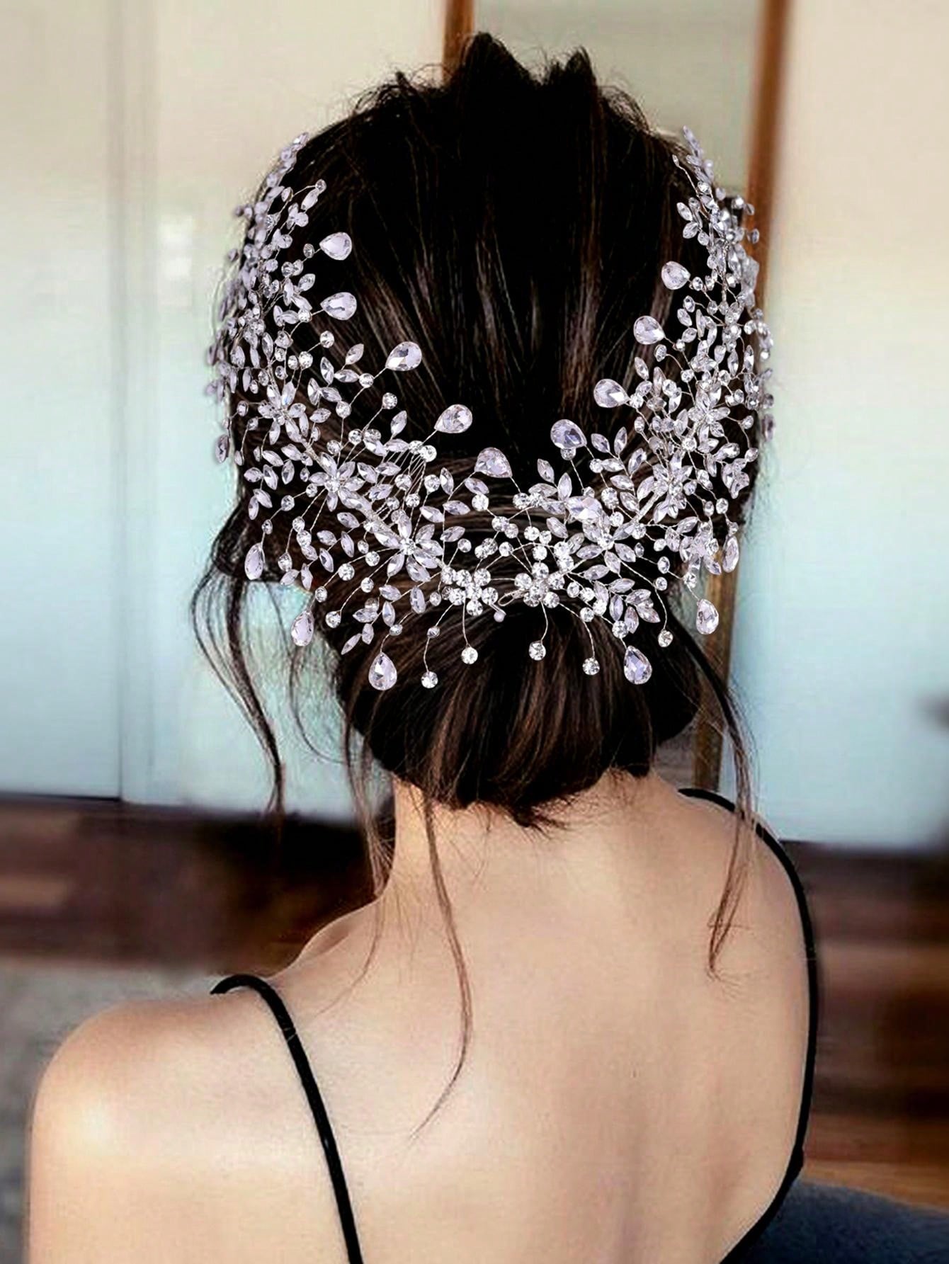 1pair Luxury Bridal Hair Comb Decoration With Rhinestone Detailing For ...