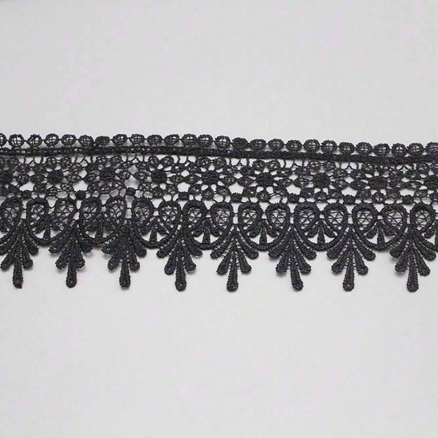 1 Yard Beautiful Black Lace Ribbon Tape 90MM Lace Trim DIY Embroidered ...