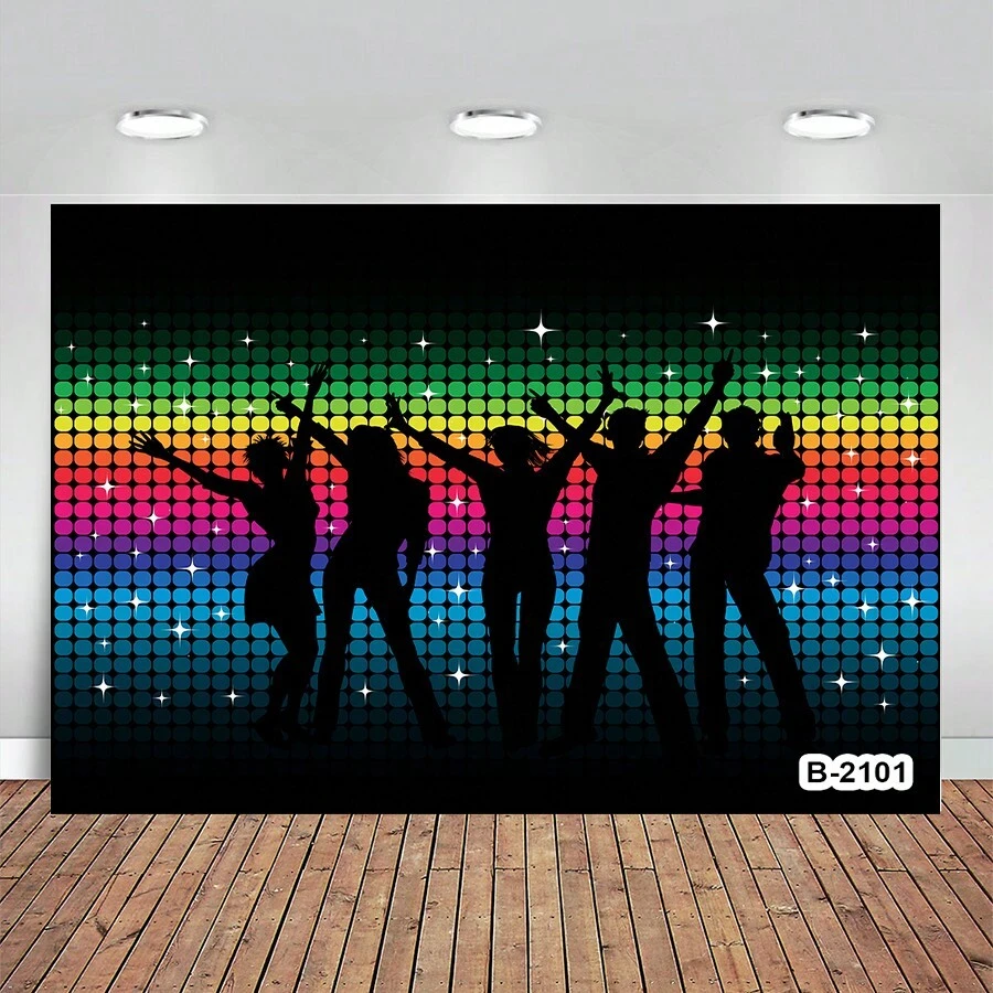 Disco Party Retro Music Bar Dance Figure Outline Glow Light Show ...