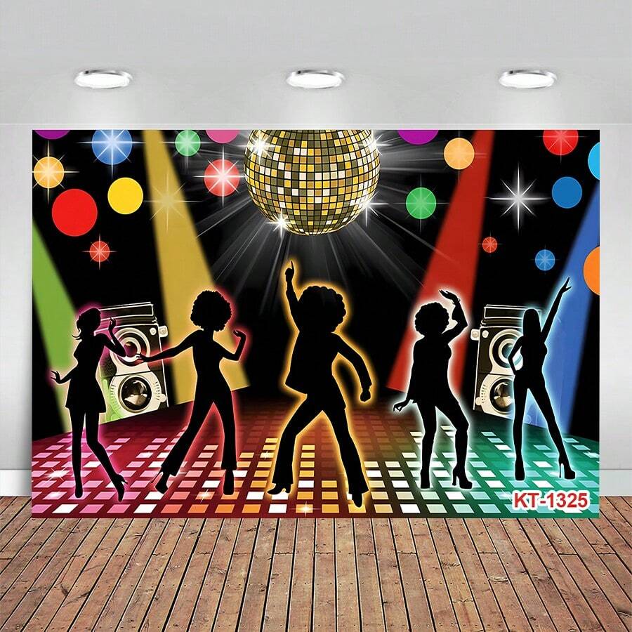 Disco Party Retro Music Bar Dance Figure Outline Glow Light Show ...