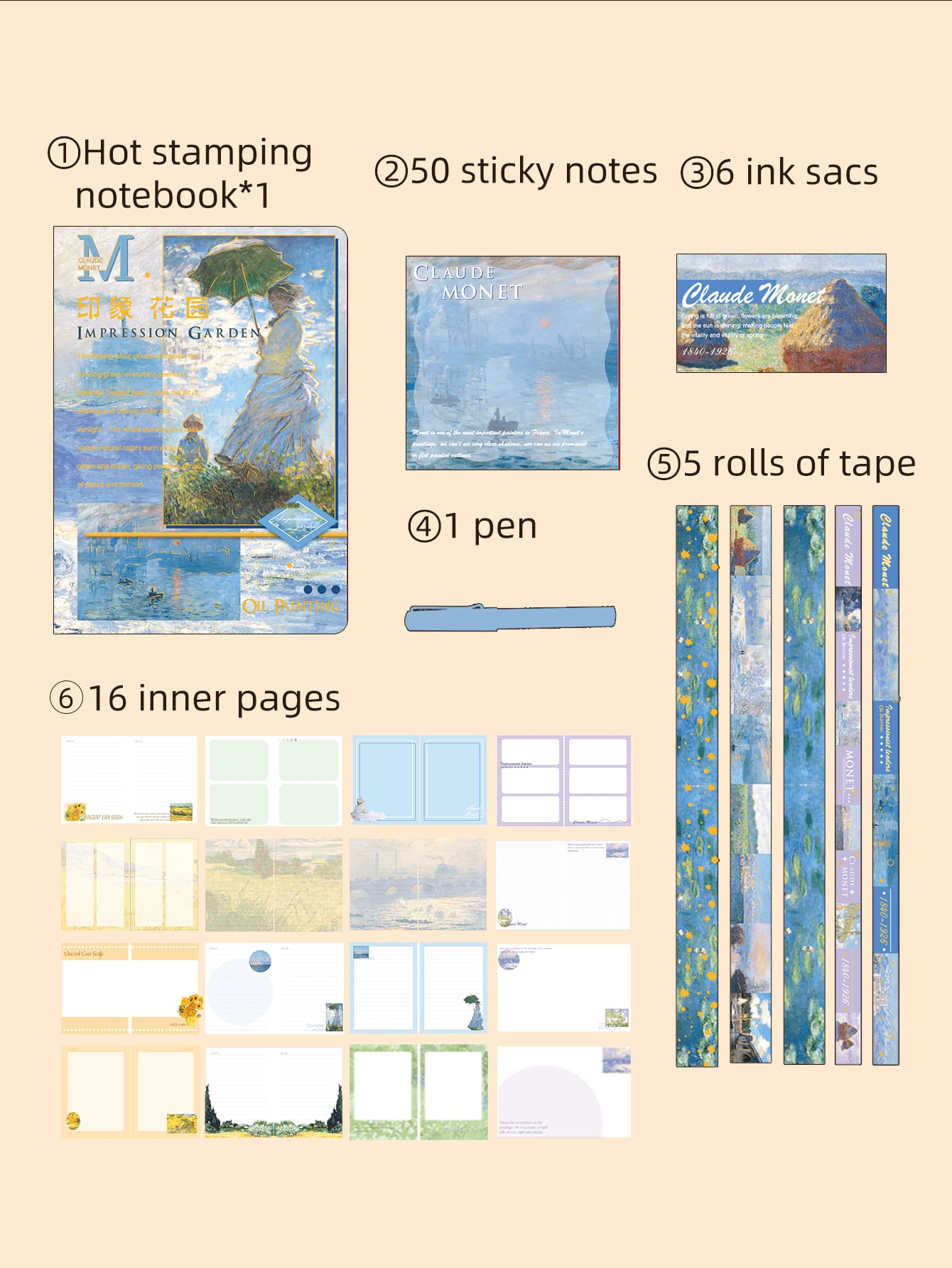 80pcs Material Blue Oil Painting Journal Set With Gift Box, Vintage ...