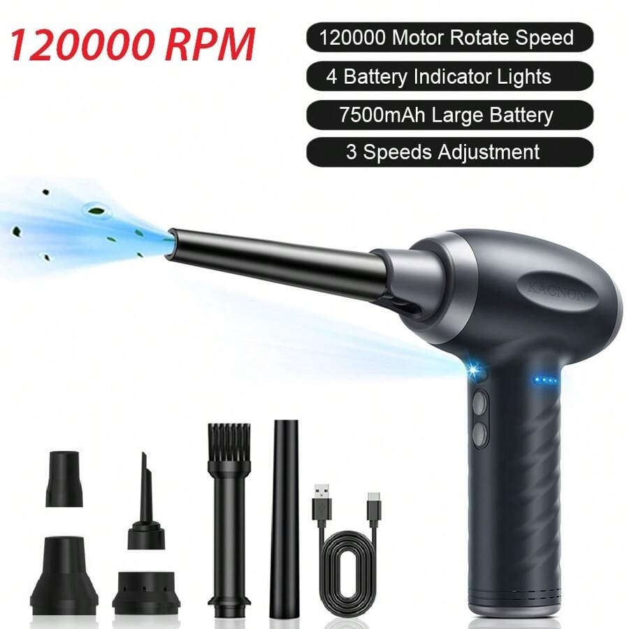 120000RPM Brushless Compressed Air Duster , High Power 90W 3 Speeds ...