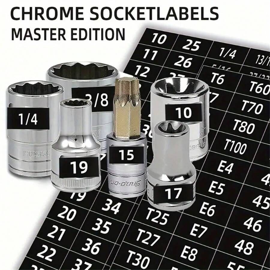 1 Set Toolbox Classification Label Wrench Socket Set Identification ...