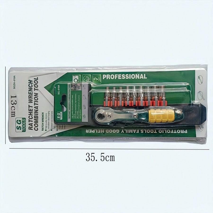 19-In-1 Household Bi-Directional Mini Ratchet Wrench Set Socket Head ...