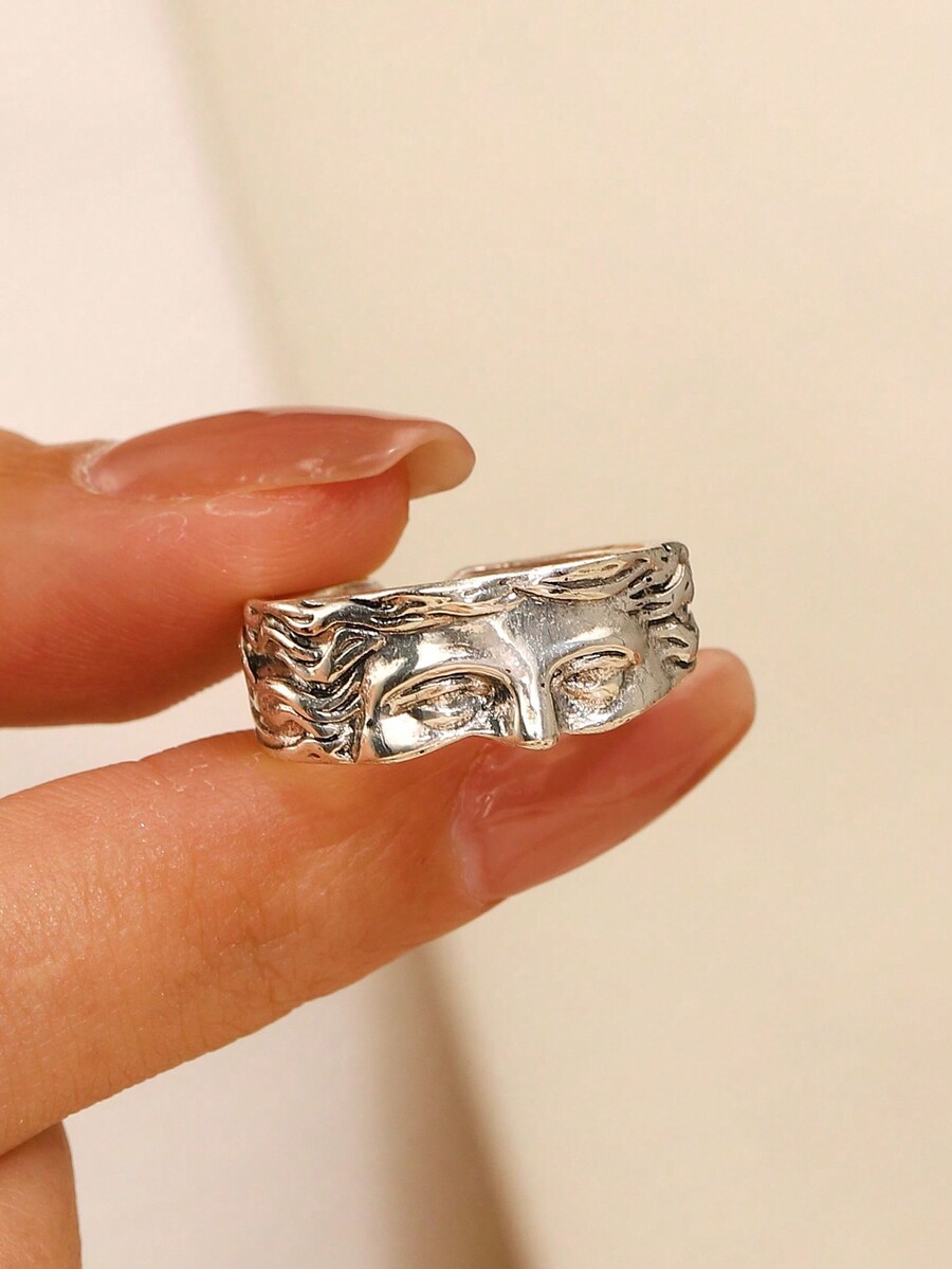 1pc Venus Half Face Ring, Exaggerated Creative Personality Opening Ring, Suitable For Stylish ...