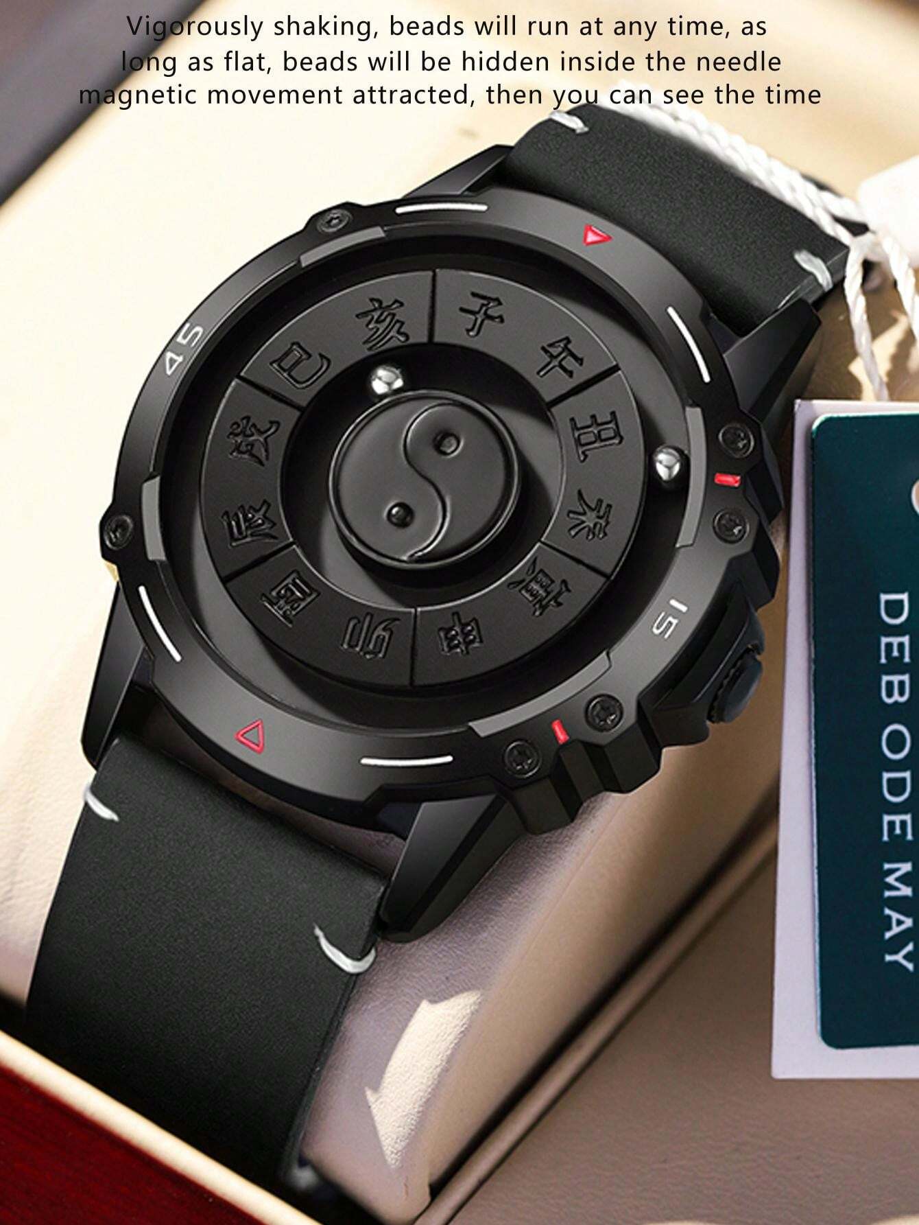 1pc Chinese Style Men's Belt Magnetic Watch With 12 Hour Dial And Bagua ...