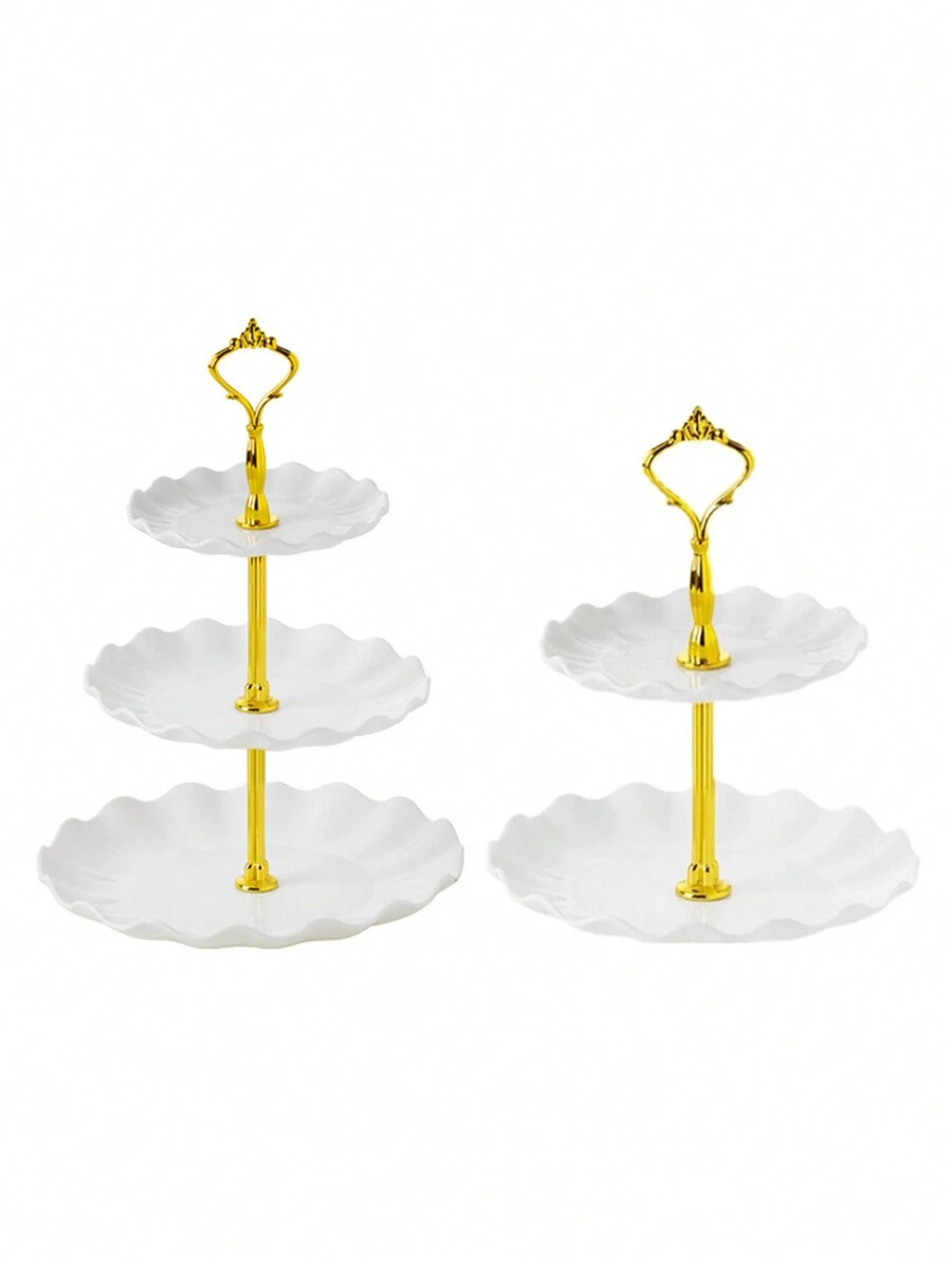 1pc Plastic White Cake Stand 2/3 Layer Dessert Display Stand, Round ...
