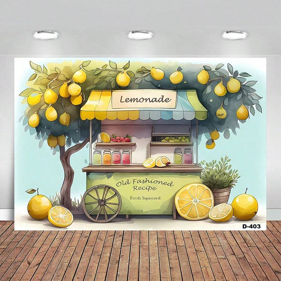Lemon Farm Themed Cake Smash Photography Background Green Plant Retro ...