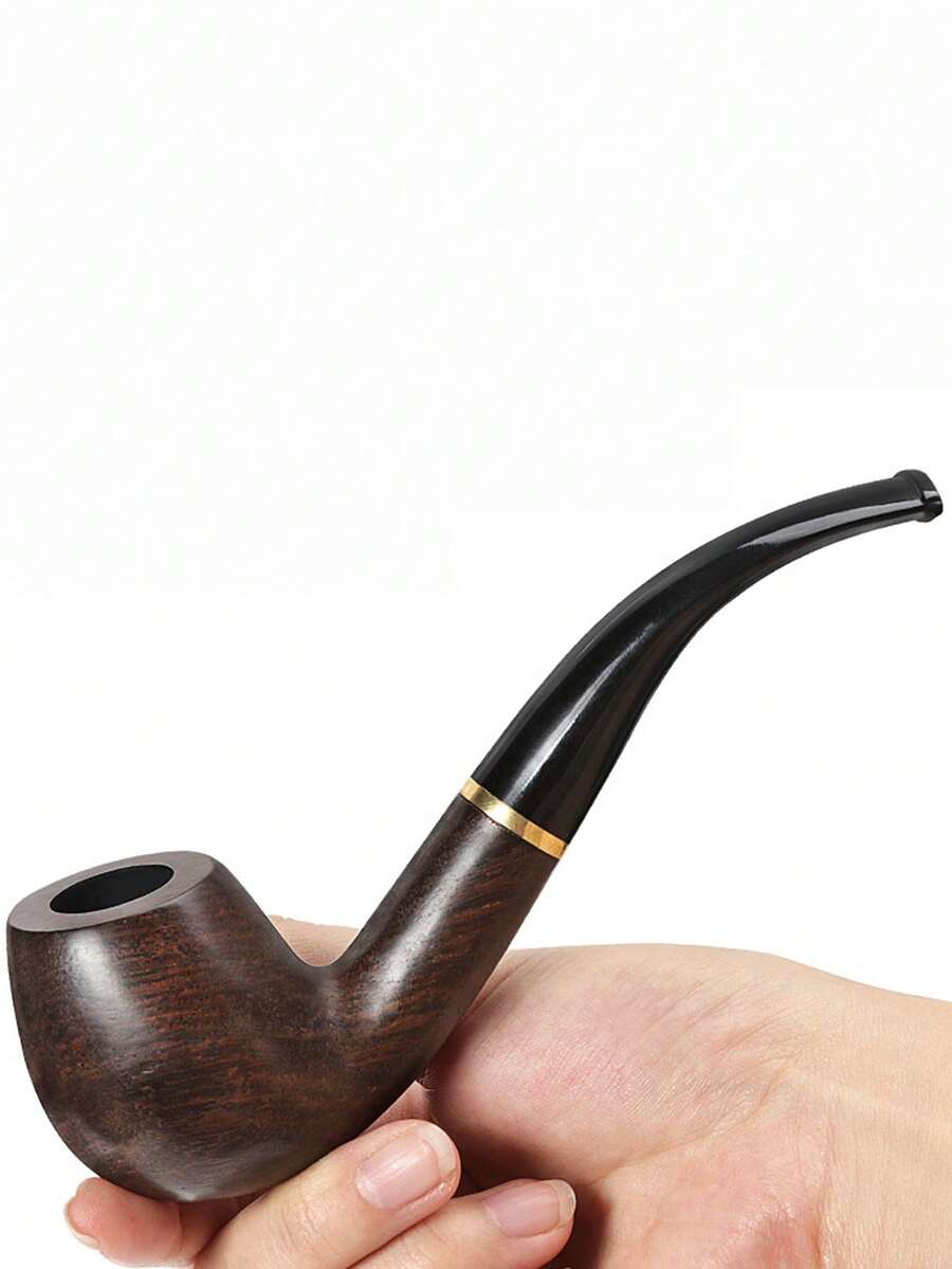 1pc Classic Old-Style Pure Wood Pipe (No Paint) With 9mm Filter & Smoke ...