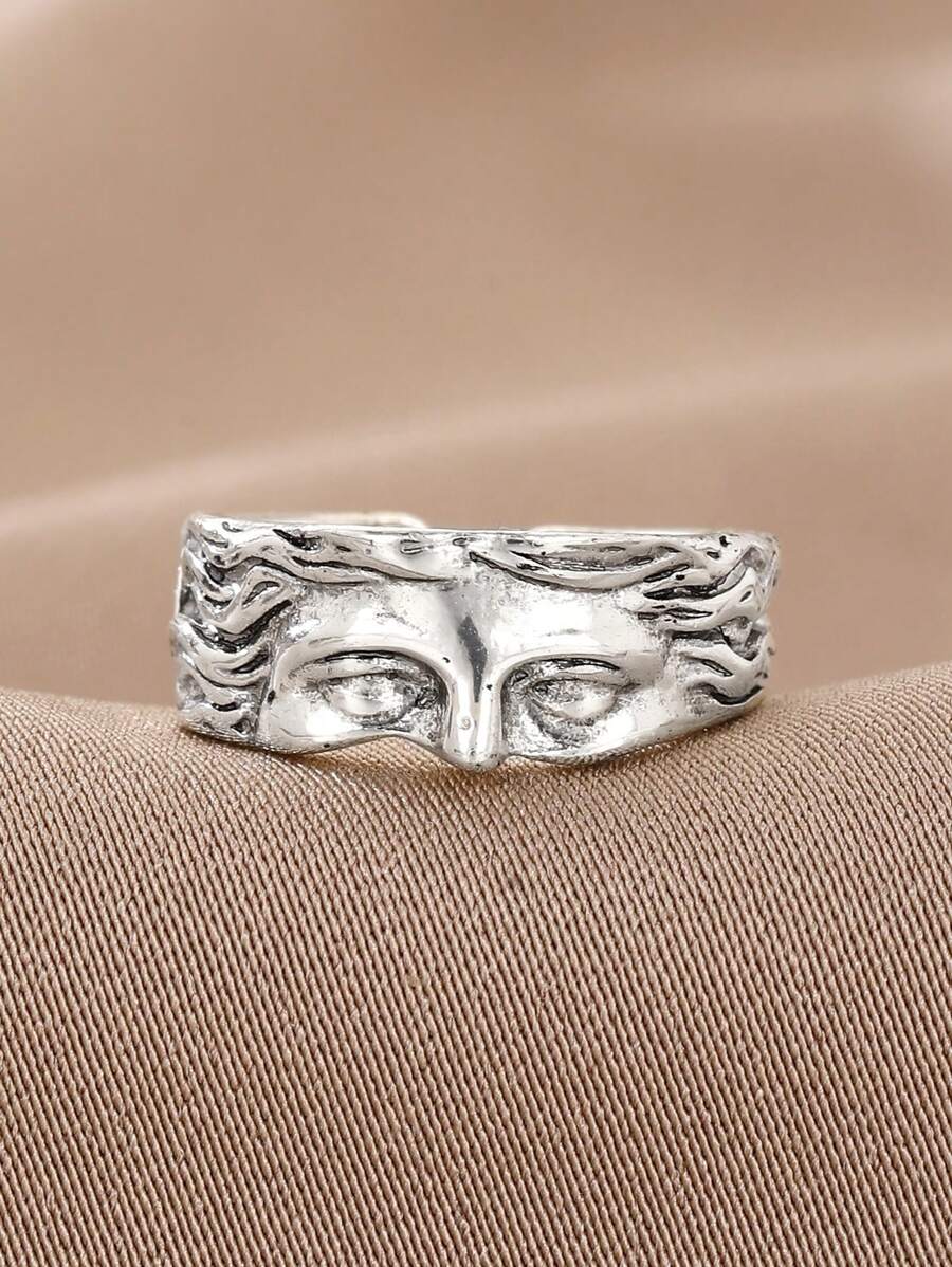 1pc Venus Half Face Ring, Exaggerated Creative Personality Opening Ring ...