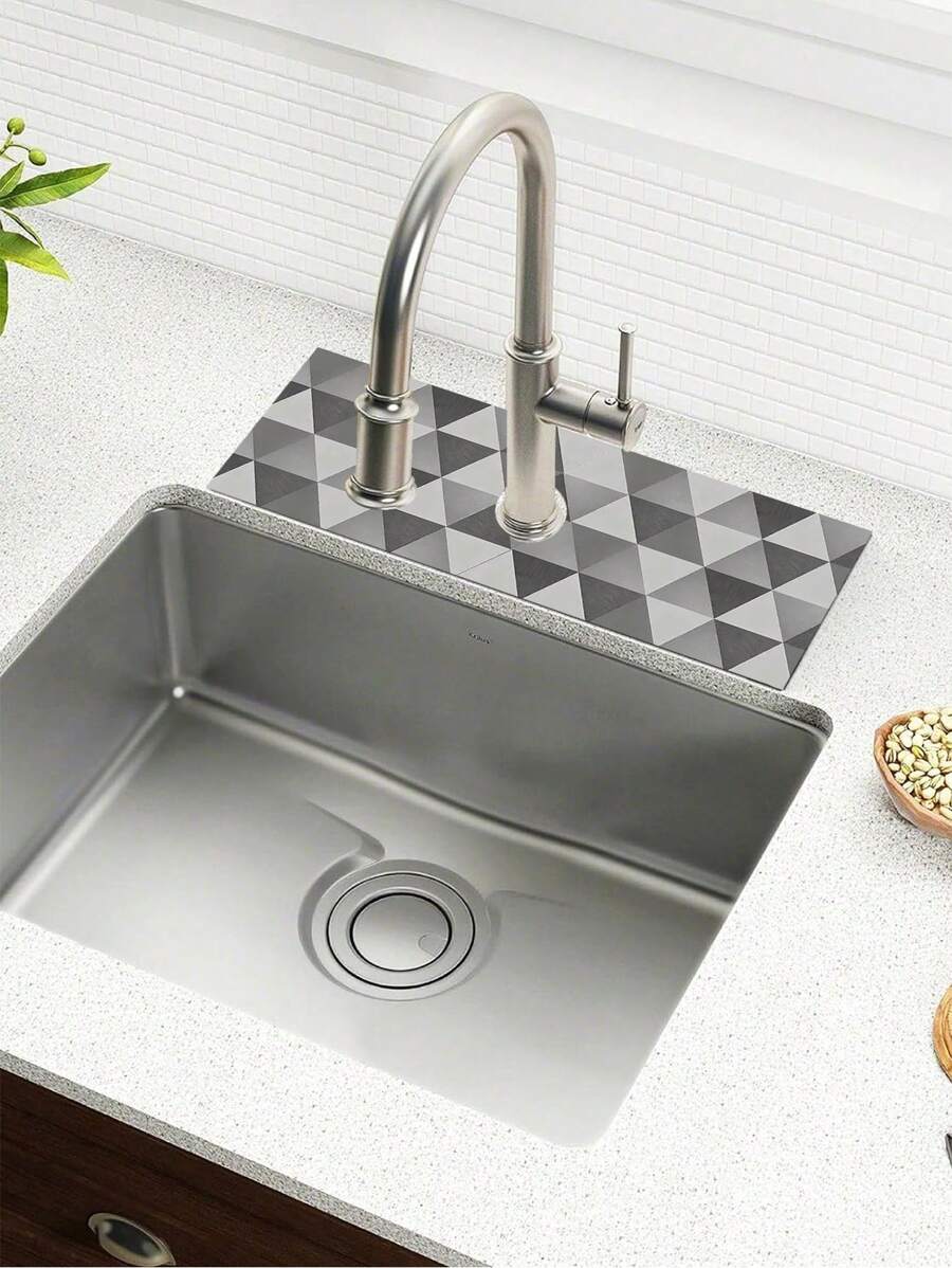 1Pc Geometry Print Faucet Surface Water Absorption Mat, Anti-Splash Mat ...