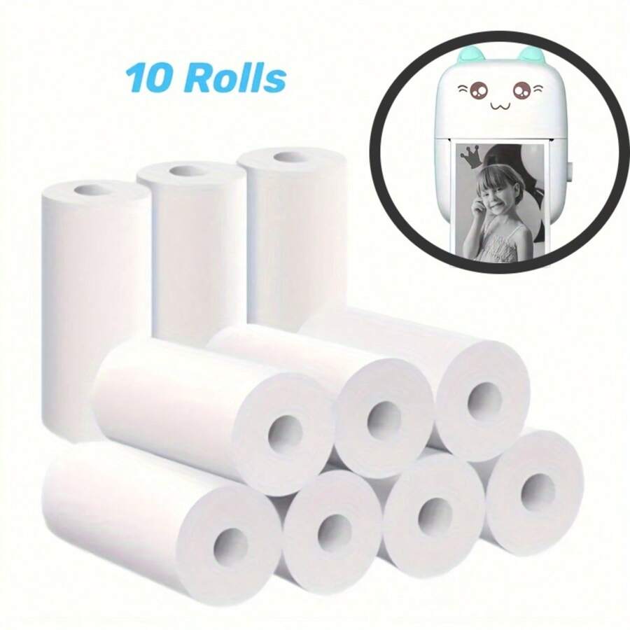 10 Rolls Mini Thermal Printer Paper Print Black On White 57mm Width ...