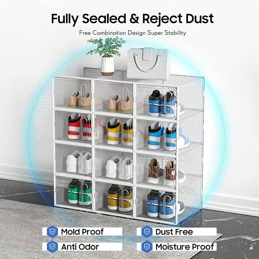 Shoe Storage, 6 Pack Large Shoe Organizer For Closet, Shoe Boxes Clear ...