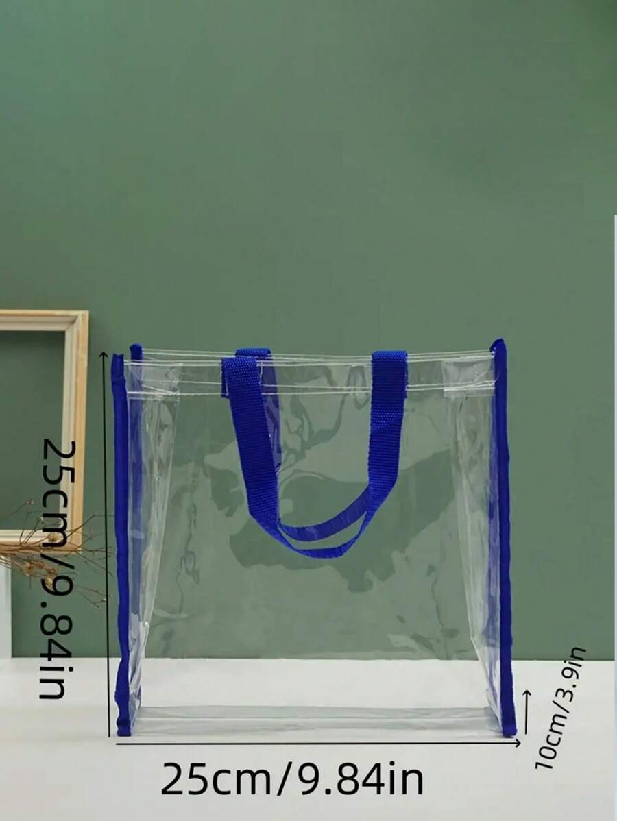 1pc, Large Clear Pvc Tote Bag Cosmetic Shopping Bag Jelly Bag Gift Bag ...