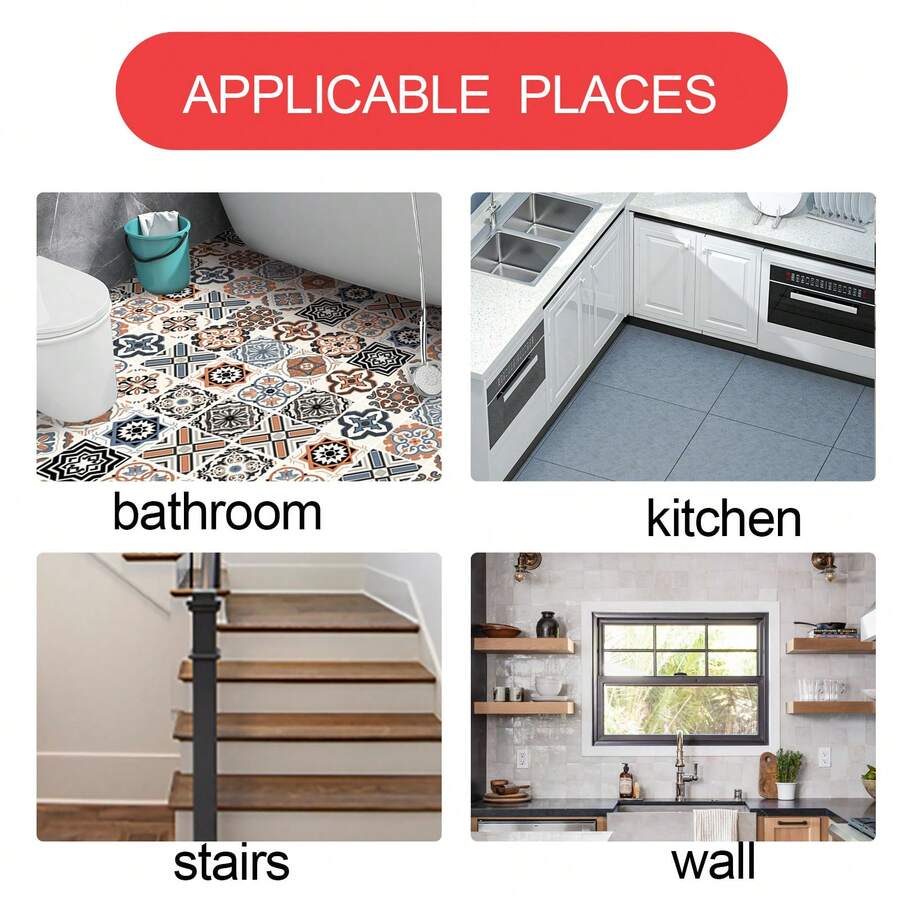 1 Roll 40cm Wide Self-Adhesive Pvc Flooring Sticker With European Style ...