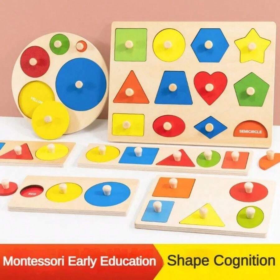 Montessori Geometry Shape Matching Board For Baby Color Recognition ...