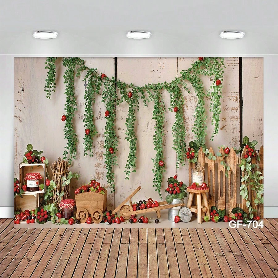 Strawberry Theme Sweet One 1st Birthday Backdrop Girls Party Decor ...