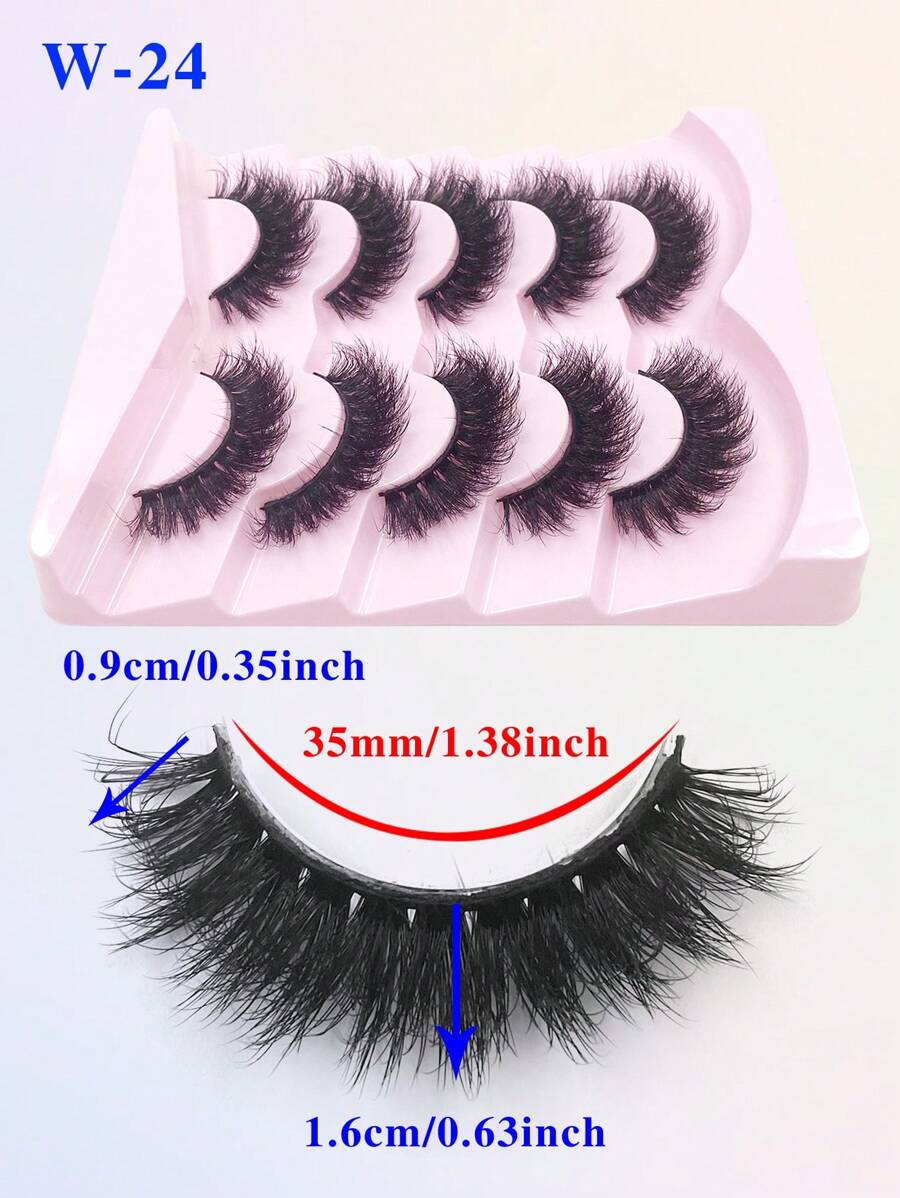 5 Pairs Cross Wispy Dramatic Volume Faux Mink Lashes Full Strip Natural ...