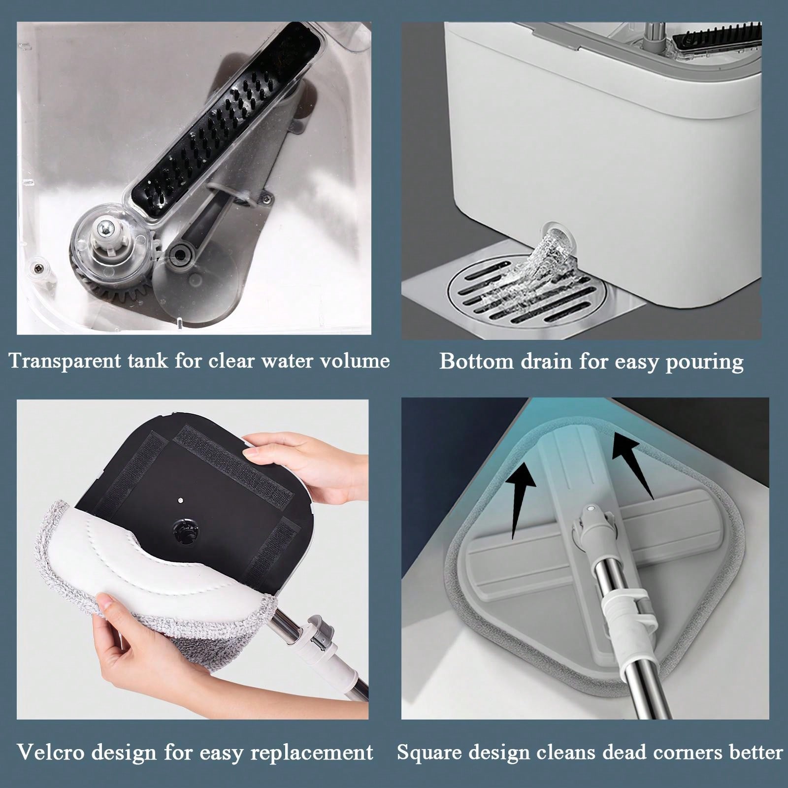 Square Mop And Bucket Set - New Type Rotating Driven Water-Saving Mop ...