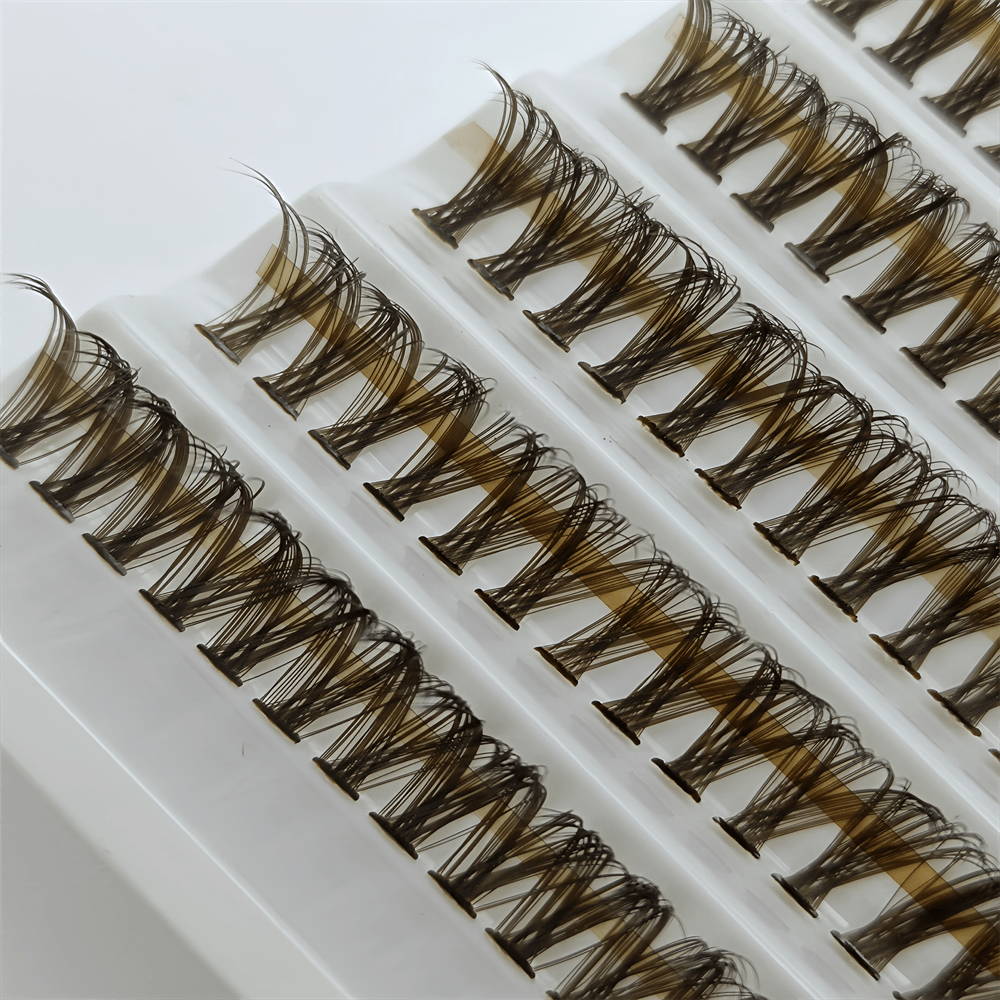 10 Rows Brown Lashes DIY False Eyelashes Super Soft 8-16mm D Curling ...