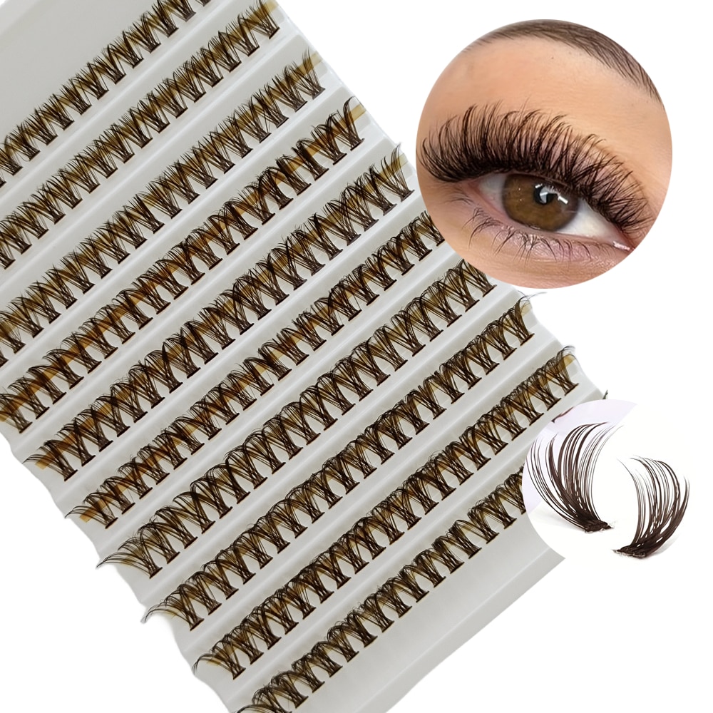 10 Rows Brown Lashes DIY False Eyelashes Super Soft 8-16mm D Curling ...