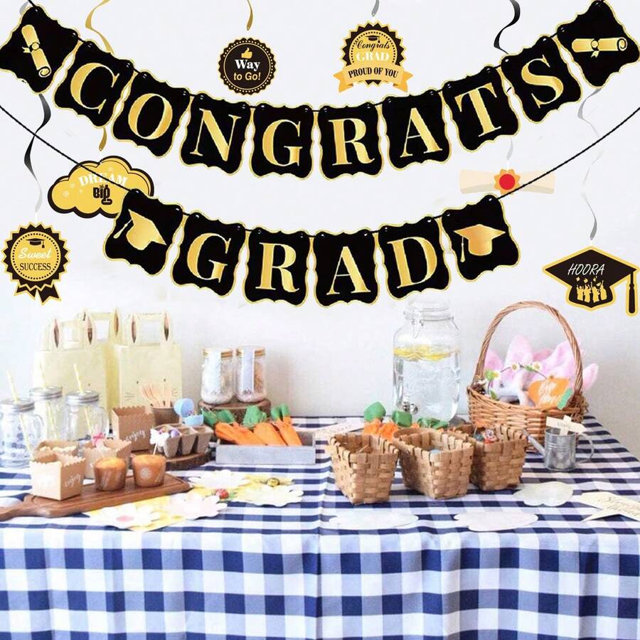Graduation Banner 2024 Congrats Grad Banner Party Supplies With Hanging ...