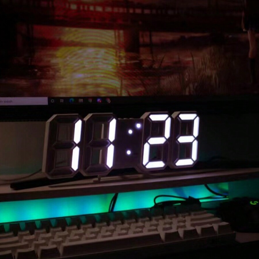 1pc 3d Night Light Digital Clock, Wall Mounted/Desk/Table Clock, Smart ...