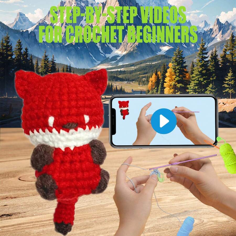 DIY Red Fox Crochet Kit For Beginners, Amigurumi Stuffed Animals - Gift ...