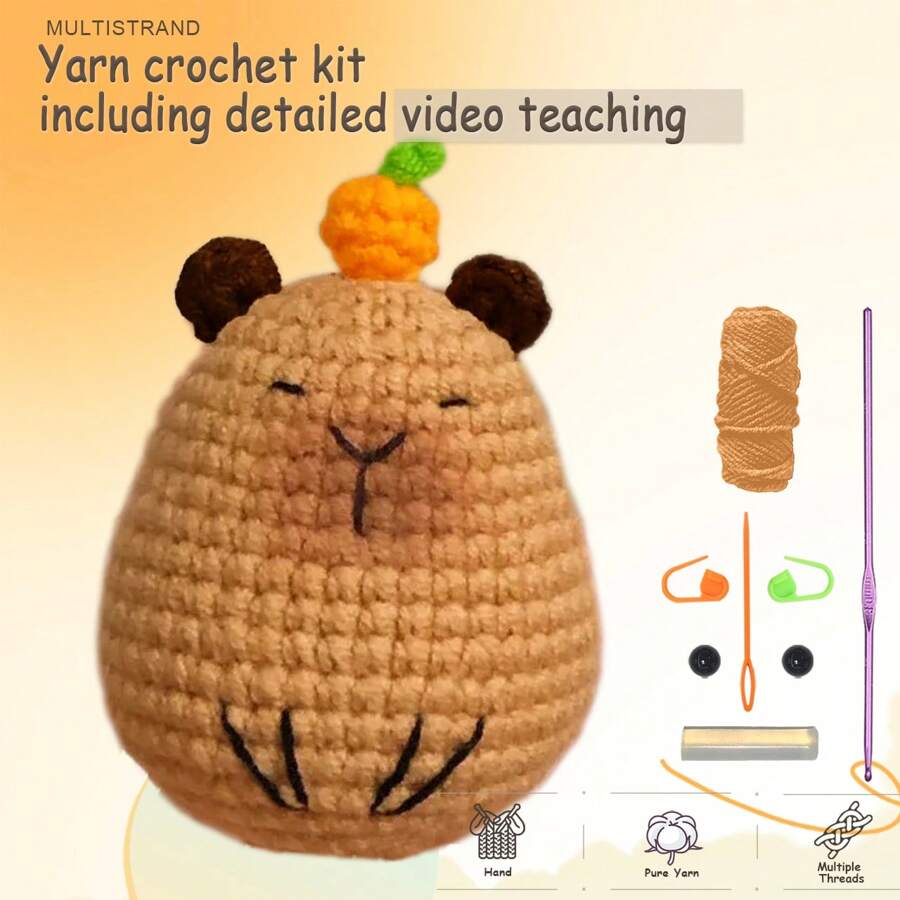 DIY Capybara And Fruit Crochet Kit With Step-By-Step Video Tutorials ...