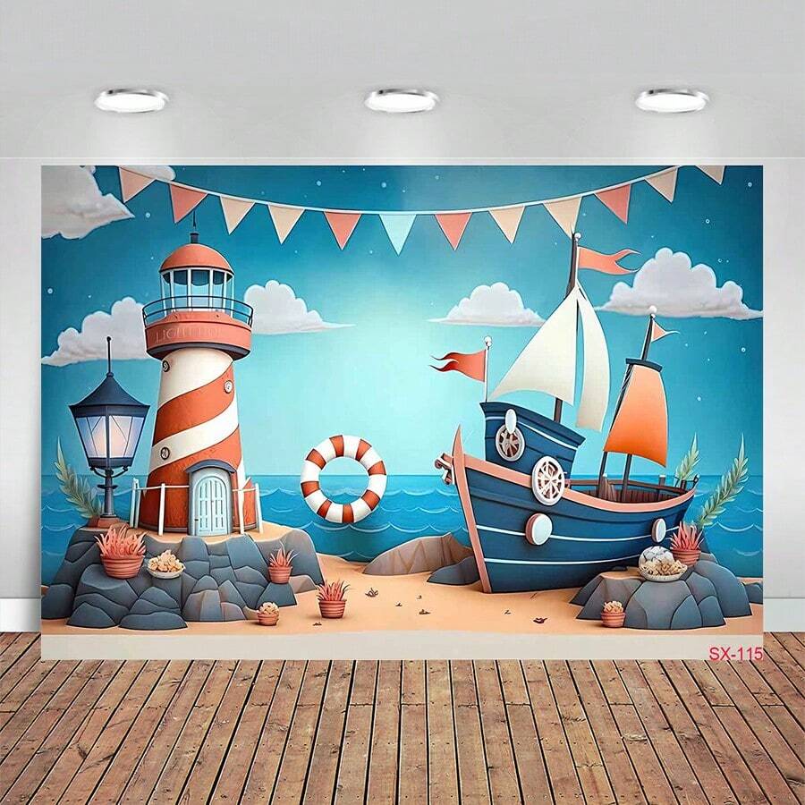 Nautical Rudder Starfish Photography Backdrop Wooden Splint Board ...