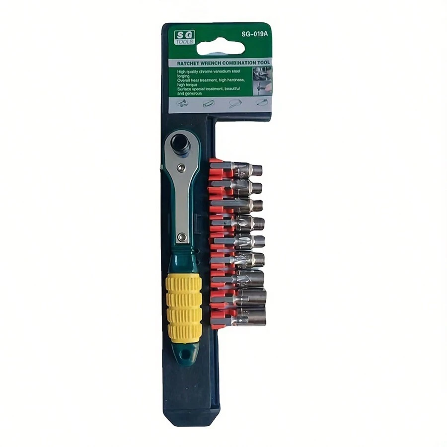 19-In-1 Household Bi-Directional Mini Ratchet Wrench Set Socket Head ...