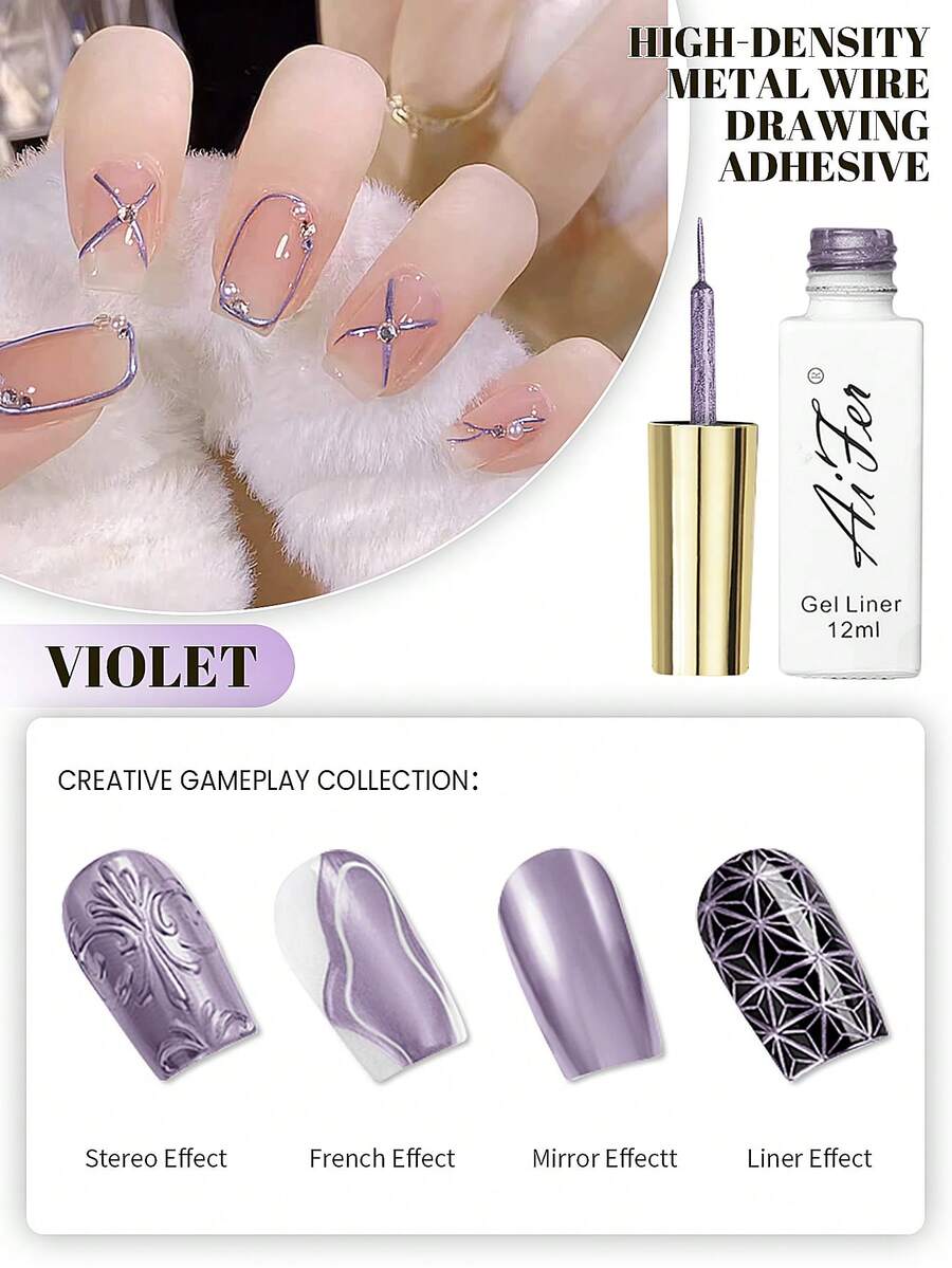 Metallic Thread Gel For Japanese Style Nail Art, Mirror Effect Premium ...