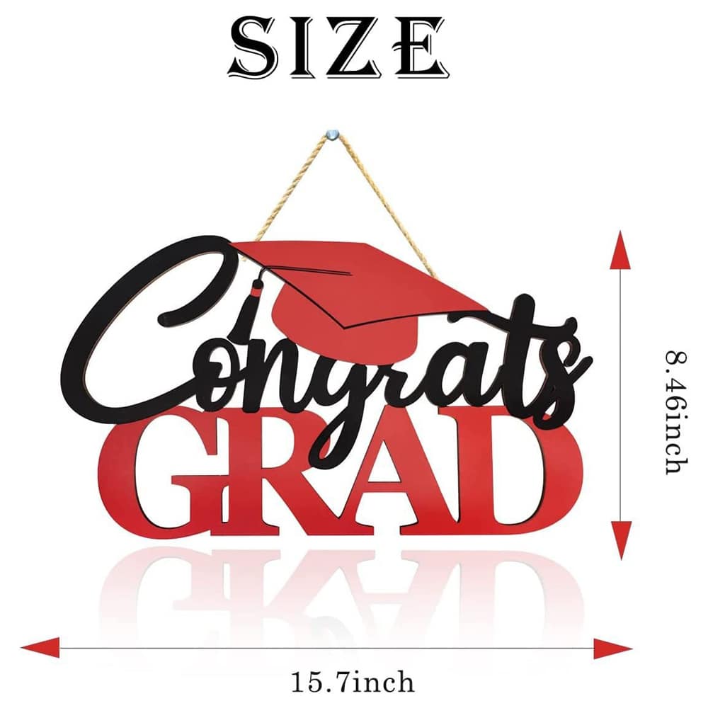 Graduation 2024 Wood Sign Decoration Congrats Grad Wood Cutout Sign Red ...