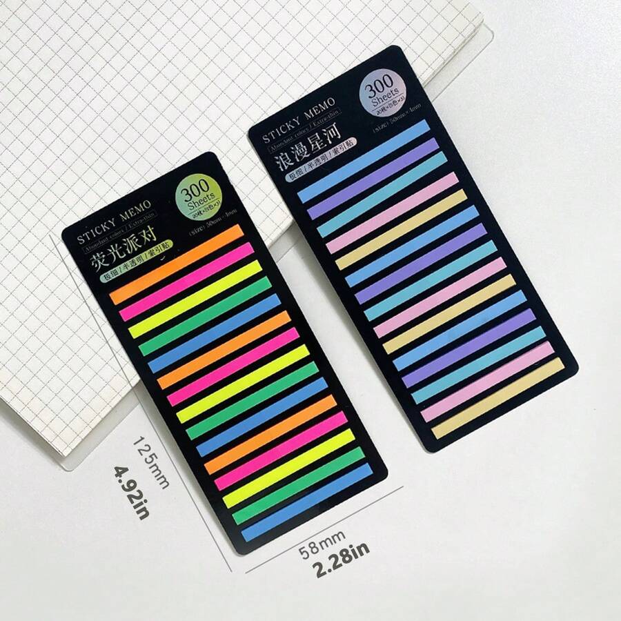 300pcs Random Color Self-Adhesive Sticky Notes, Colored Transparent ...