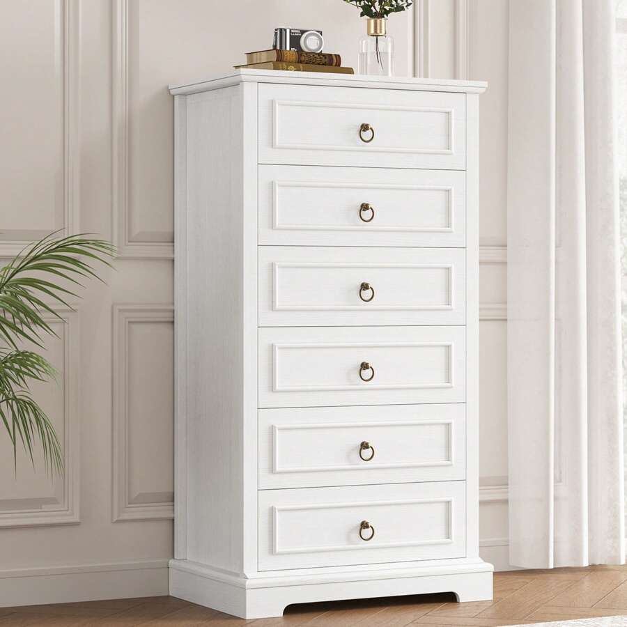 ITUSUT 6 Drawer Dresser, Modern Farmhouse Tall Chest Of Drawers | SHEIN USA