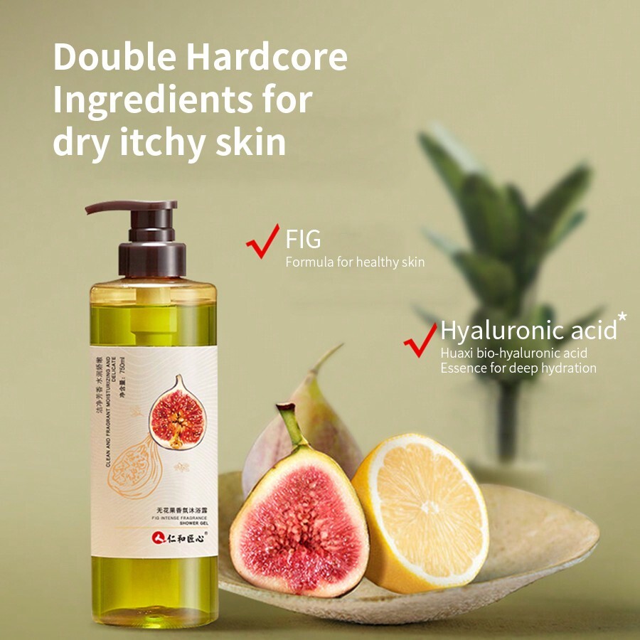 Fig Scented Shower Gel 750ml With Hyaluronic Acid And Fruit Extracts Hydrating Long Lasting