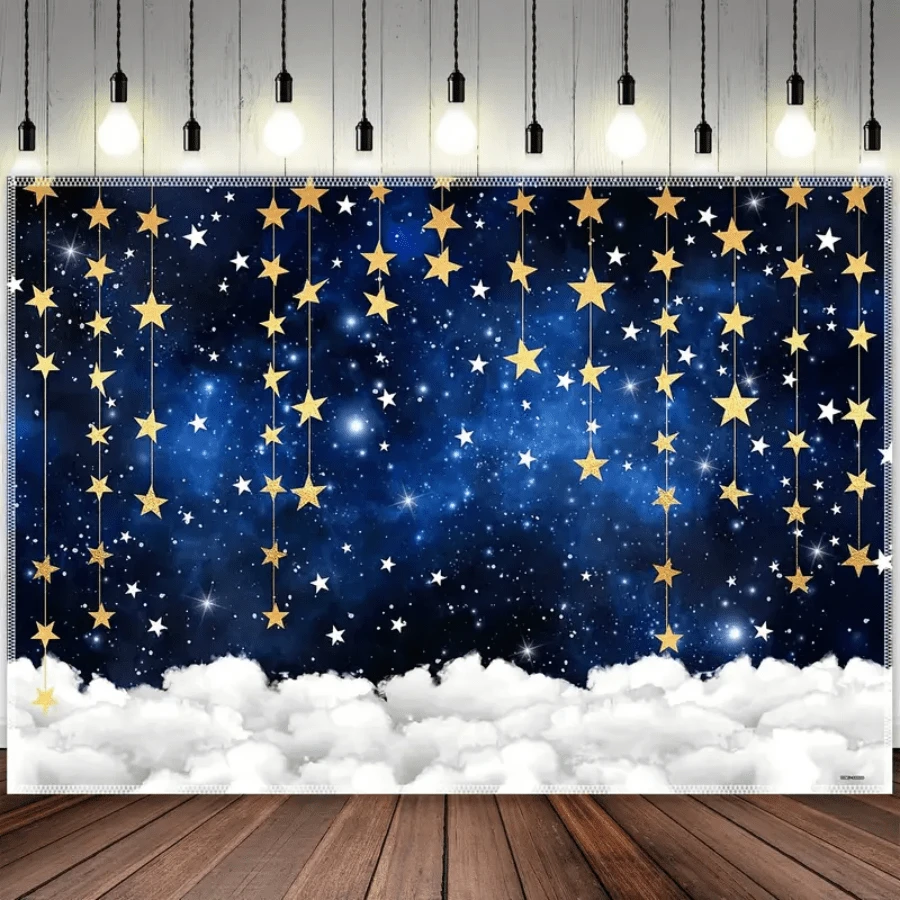 1pc,Twinkle Twinkle Little Star Polyester Photography Backdrop, Navy ...